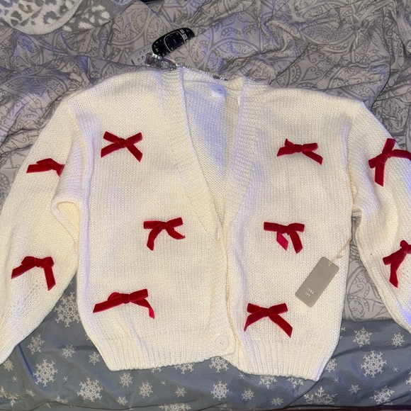 luna ivy | Sweaters | New Luna Ivy Red Bowribbon Coquette Cardigan ...